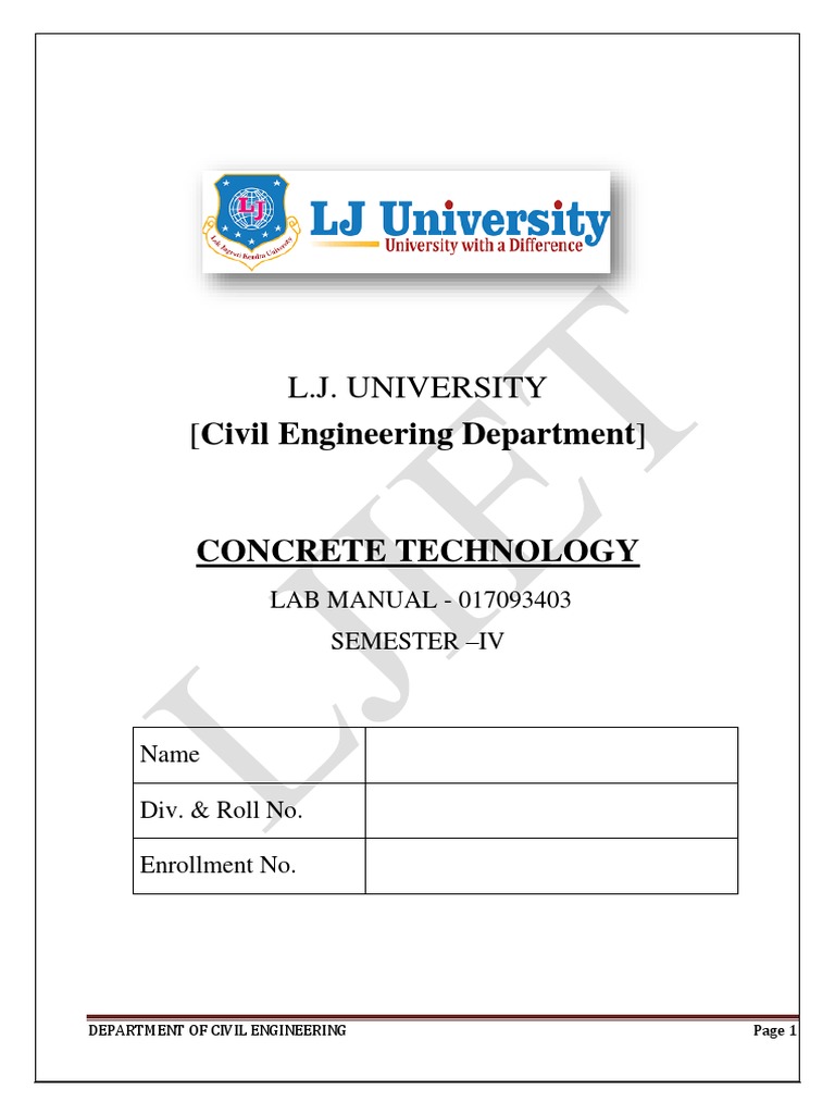Civil Engineering Lab Manual | PDF | Concrete | Civil Engineering