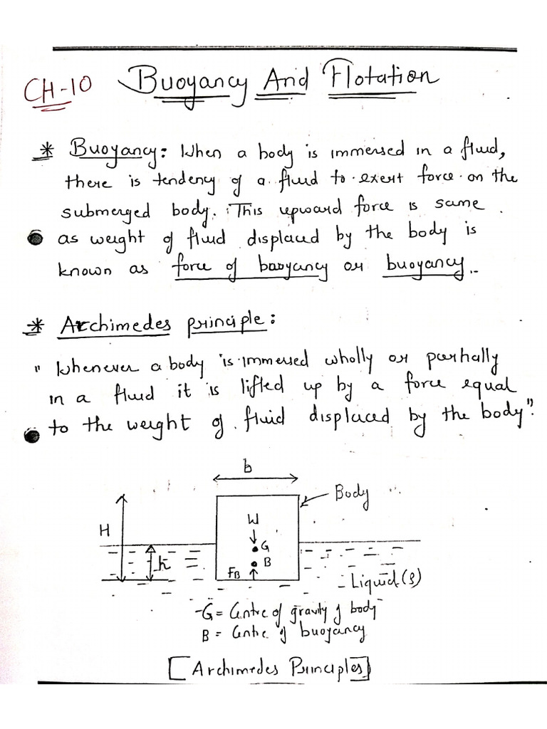 Unit-10 Buoyancy & Floatation Theory MOF | PDF