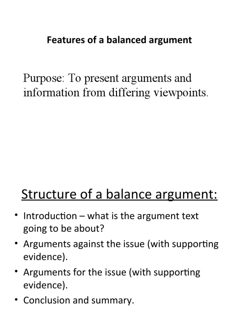 Features of A Balance Argument PowerPoint | PDF