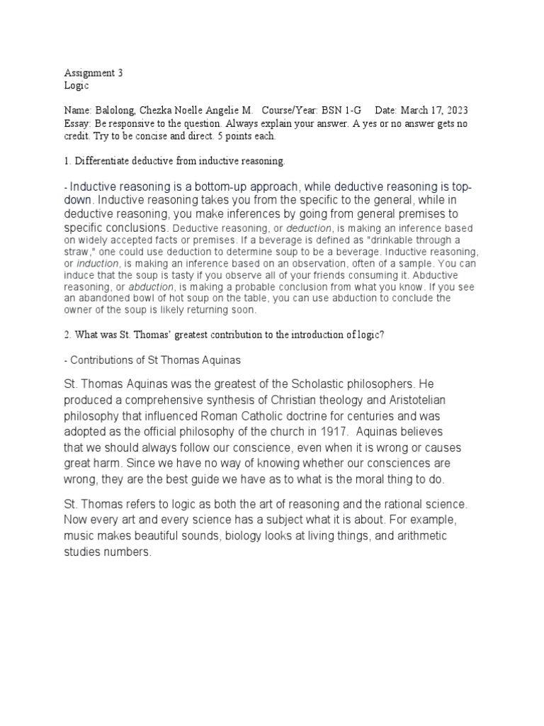 Logic Assignment 3 Pdf Deductive Reasoning Logic 4950