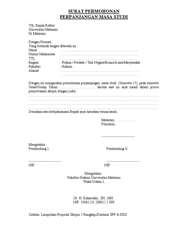 Blangko Perpanjangan Masa Studi | PDF