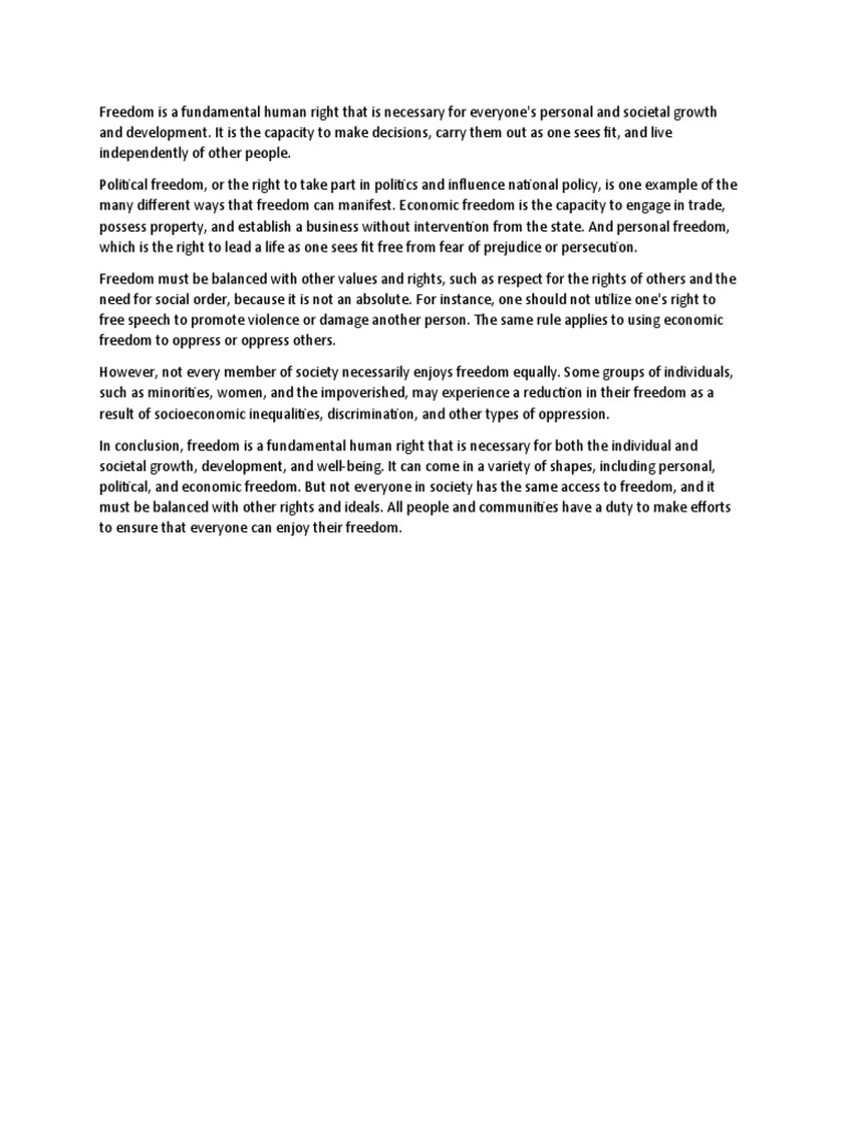 Freedom Essay | PDF | Politics | Social Science