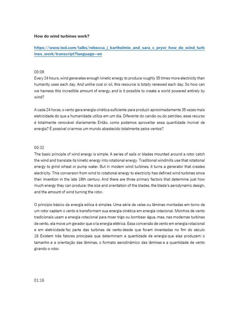 TED - How Do Wind Turbines Work | PDF
