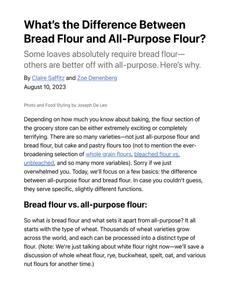 Bread Flour Vs All Purpose Flour The Differences Explained Bon