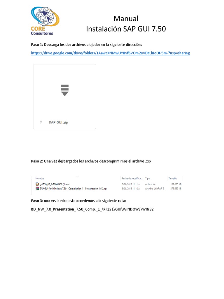 MANUAL Instalación SAP GUI 7.50 | PDF