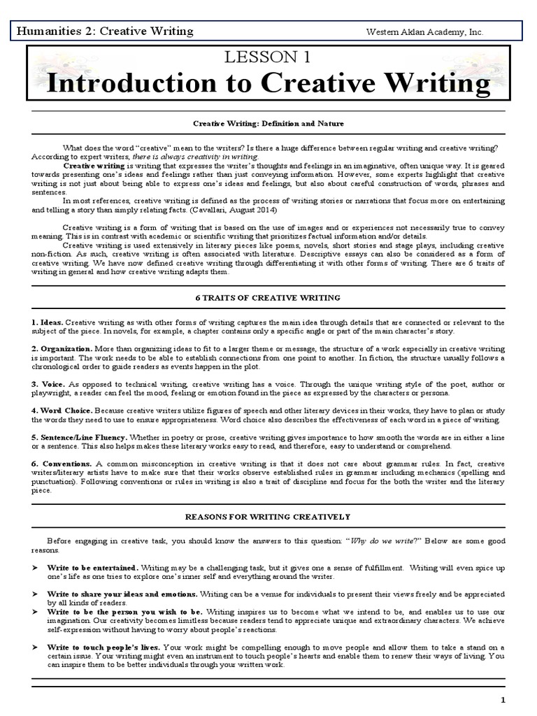 Creative Writing | PDF | Writers | Writing