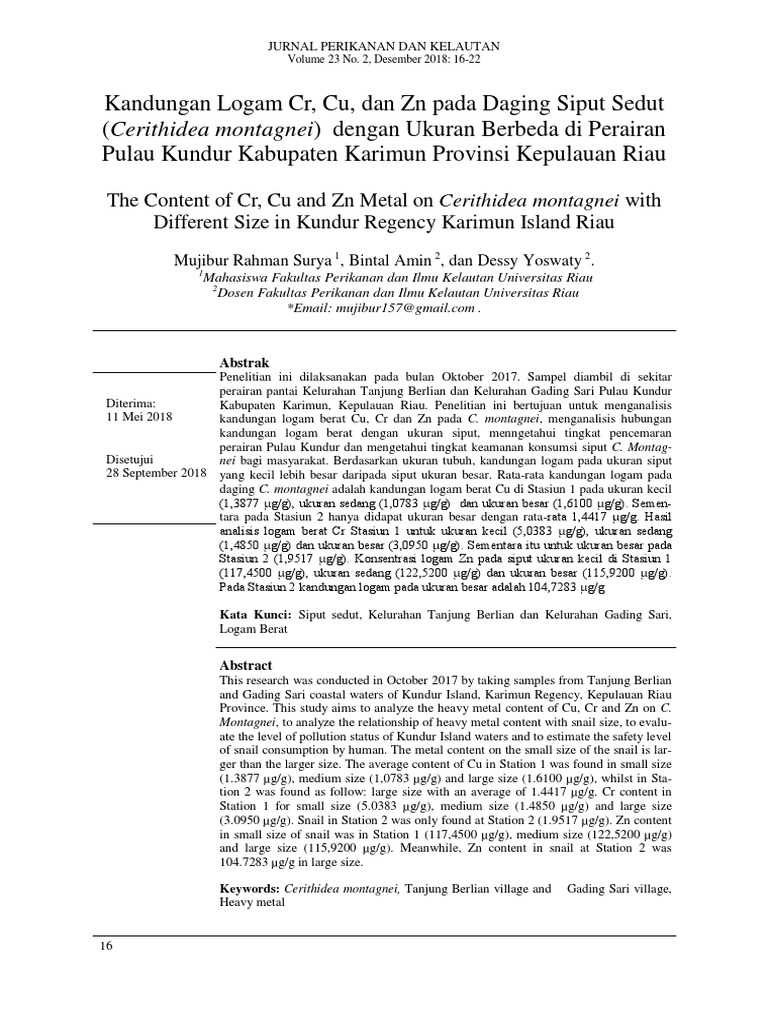 Kandungan Logam CR Cu Dan ZN Pada Daging 1463777e | PDF | Sains ...
