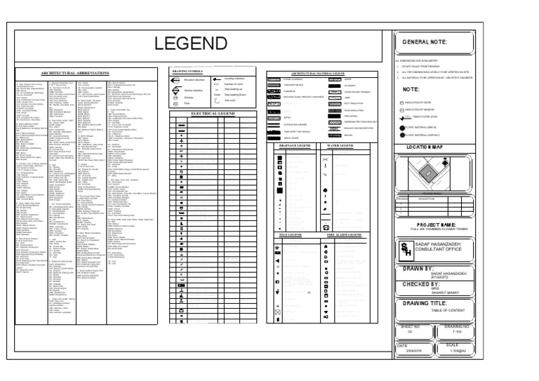 Architectural Drawing Legend Guide | PDF | Concrete | Building Technology