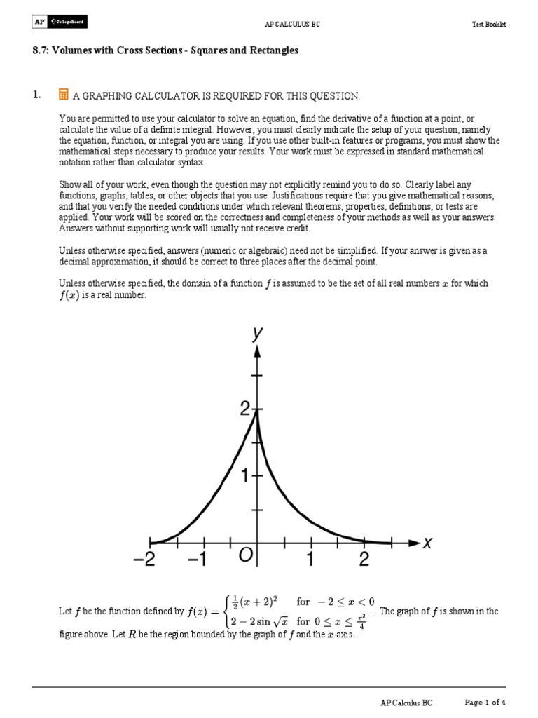 8.7 Volumes With Cross Sections - Squares and Rectangles | Download Free PDF | Function ...