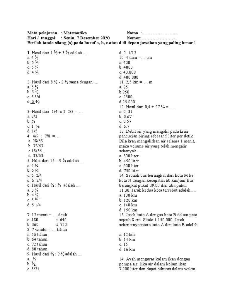 Soal Matematika | PDF | Griya & Taman