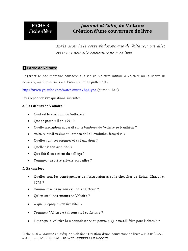 Découvrir Voltaire et Jeannot et Colin | PDF | Voltaire