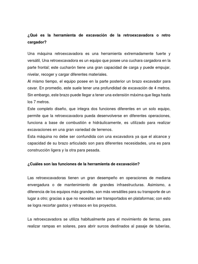 Capacidad y partes del cucharón de retroexcavadora | PDF | Tractor ...