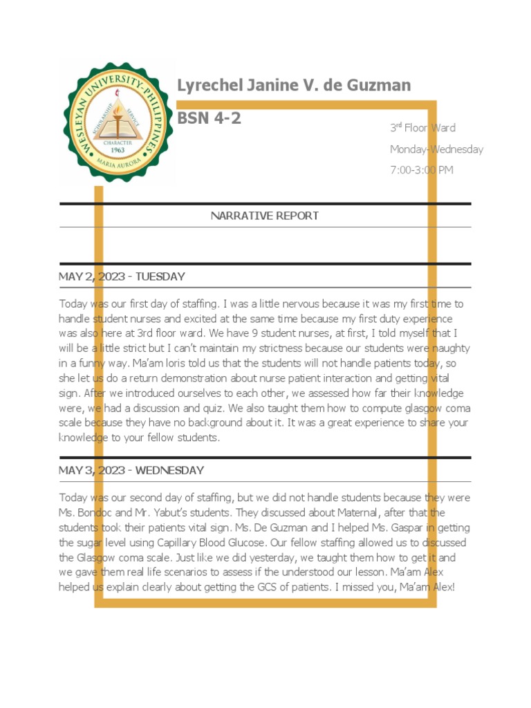 Narrative Report Staffing | PDF | Nursing | Medicine