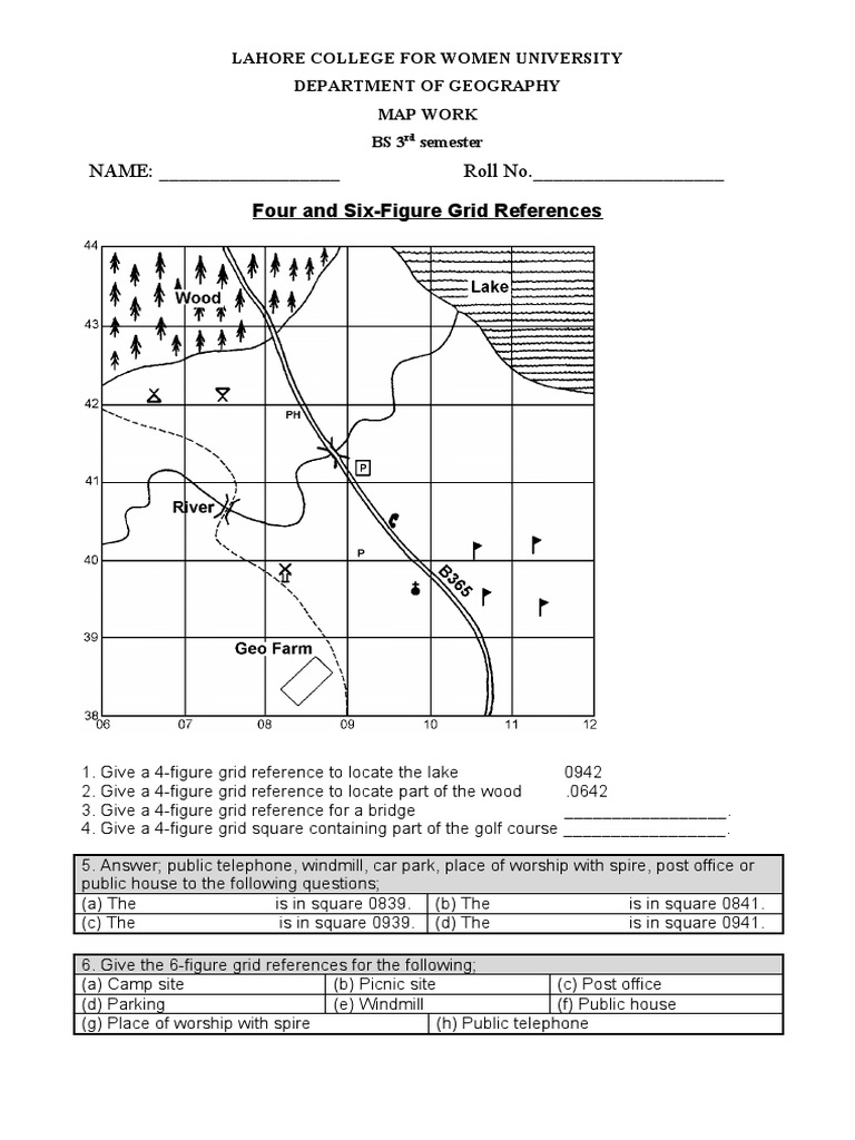 Four-and-Six Figure Grid References - TEST | PDF