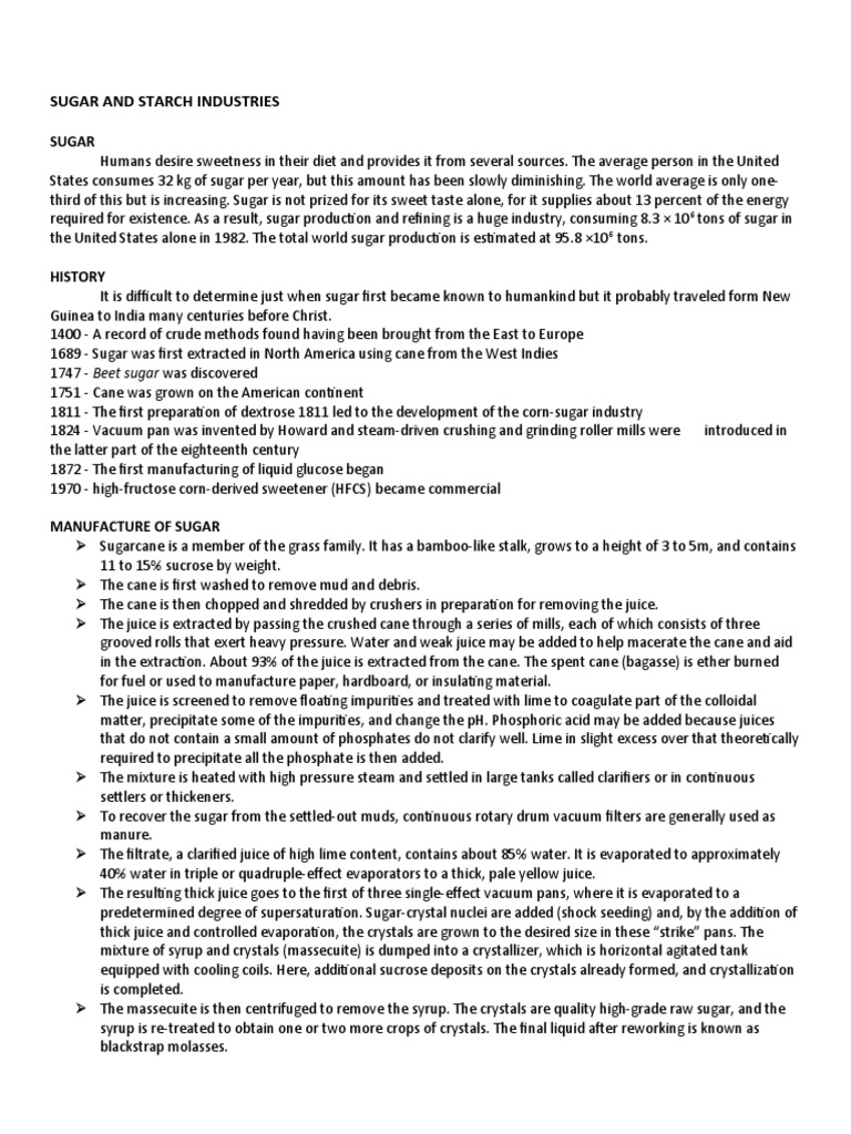 Sugar and Starch Process | PDF | Sucrose | Starch