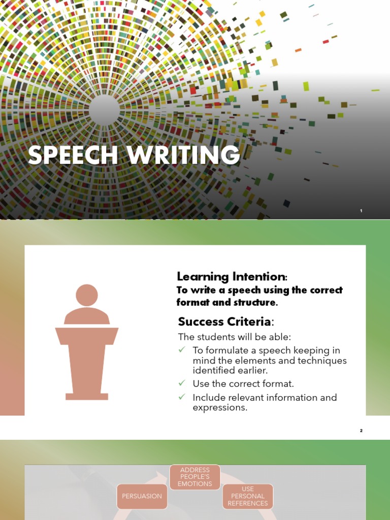 (FORMAT) Speech Writing | PDF