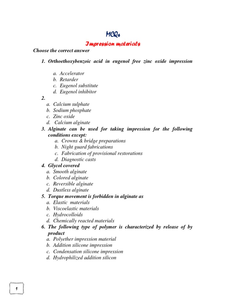 Applied Materials MCQ | PDF | Dental Composite | Composite Material