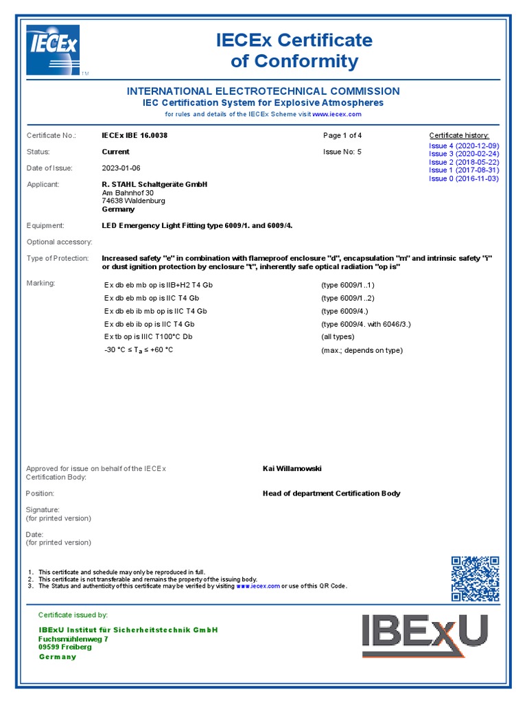Ex Certificate IECEXIBE160038 005 00 | PDF | Light Emitting Diode ...