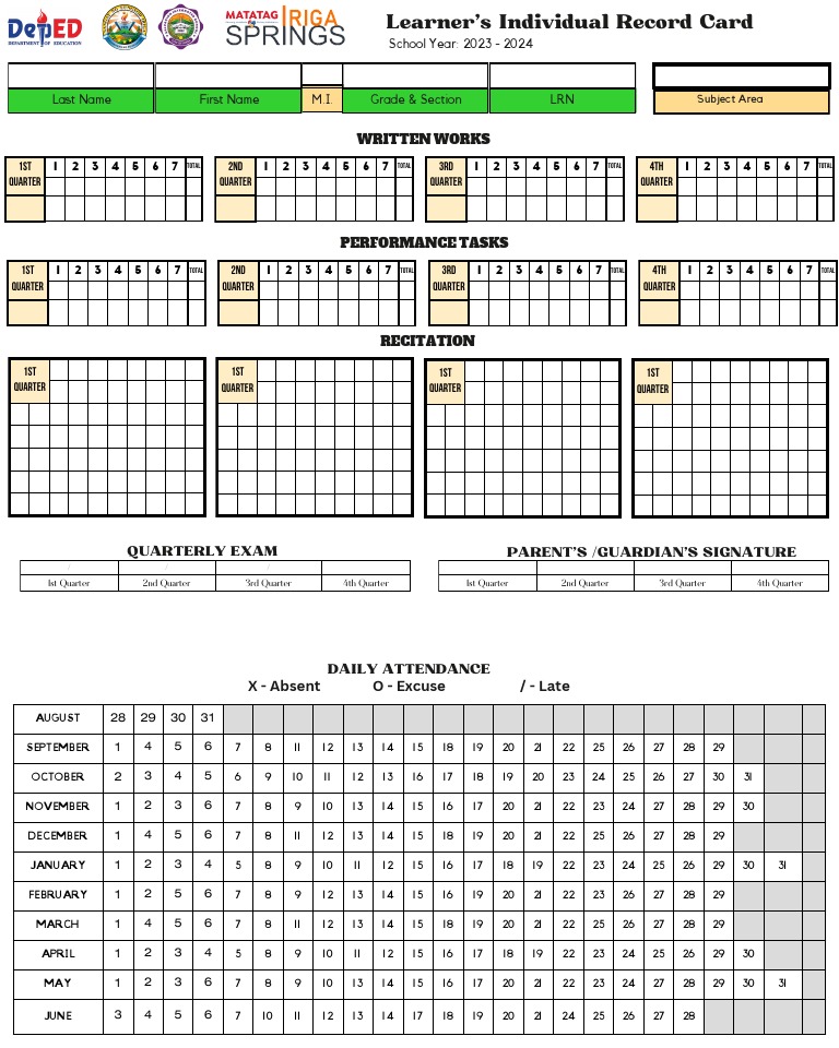 Learners Individual Record Card Masinop | PDF
