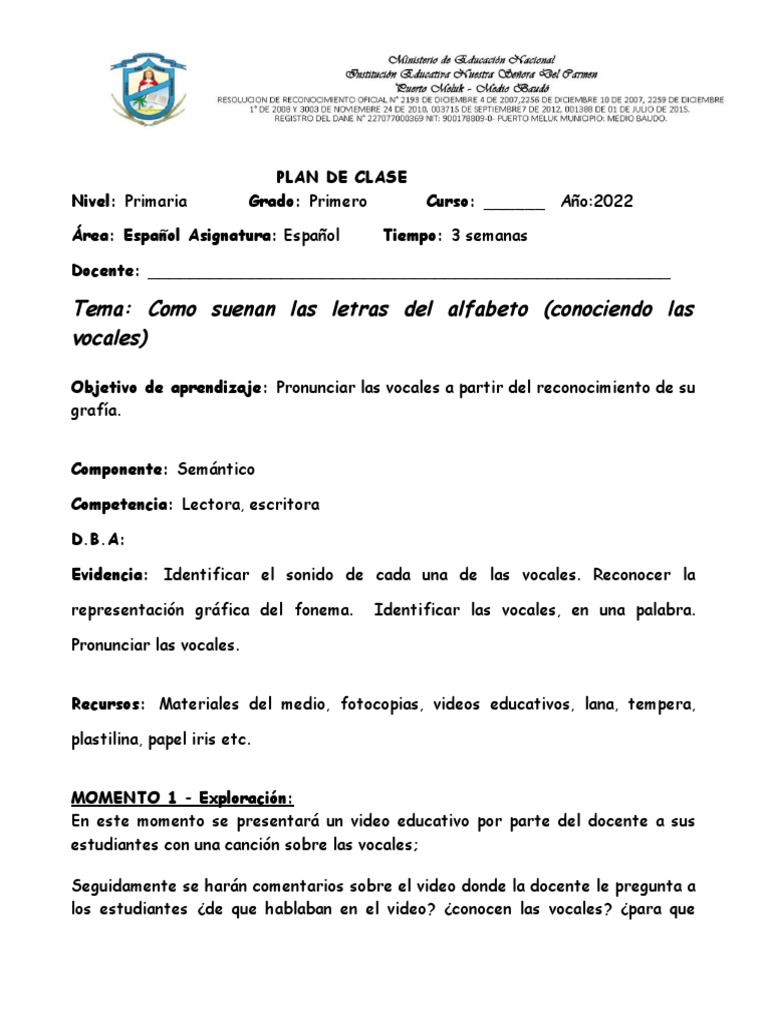 Clase de Las Vocales | PDF | Lingüística | Comunicación humana