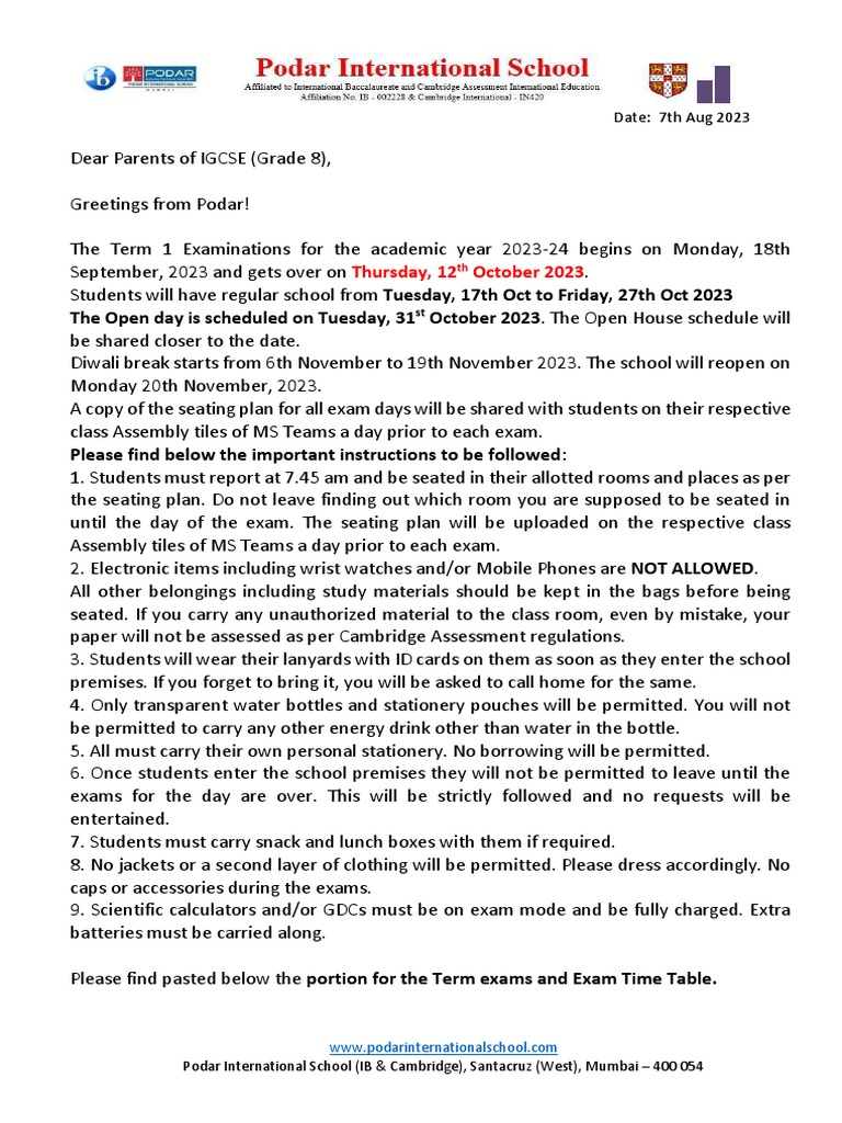 MSG - 32 - 87869 - 2023-2024 Grade 8 - First Term Exam - Portion ...