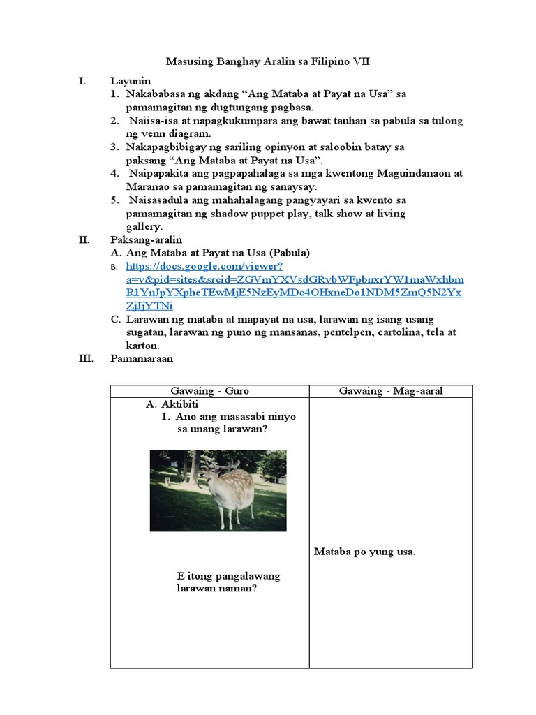 Ang Mataba at Payat Na Usa | PDF