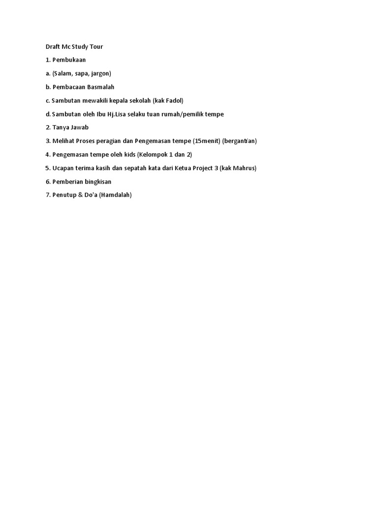 Draft MC Study Tour | PDF