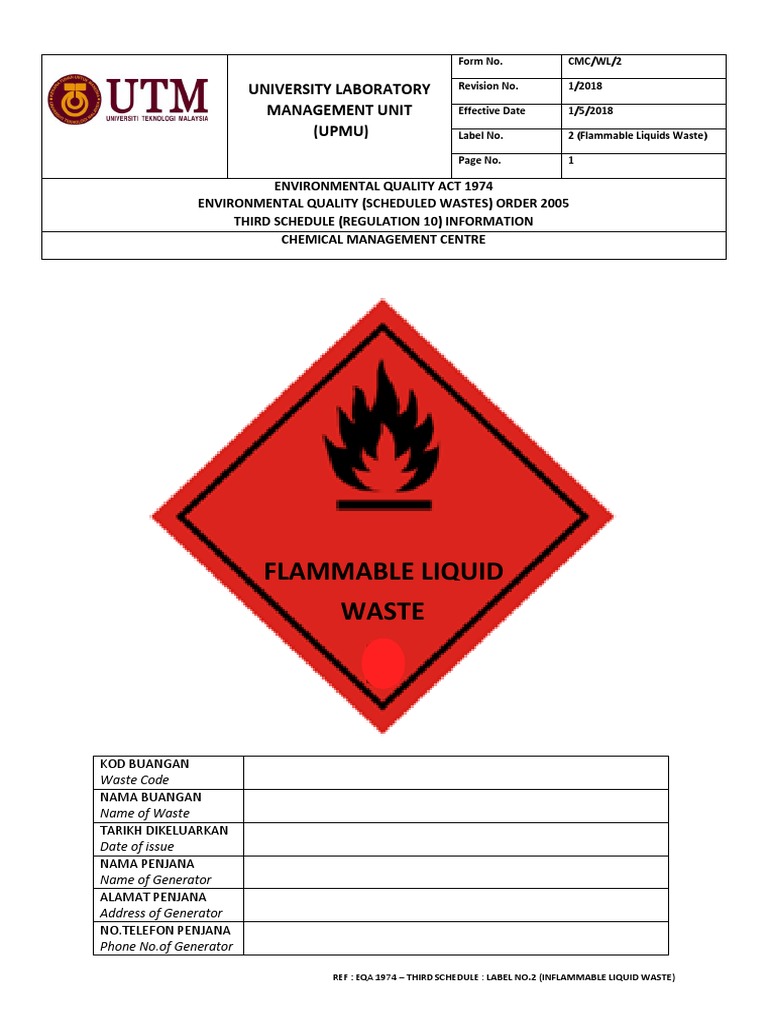 Label_No.2_Flammable_Liquids_waste | PDF