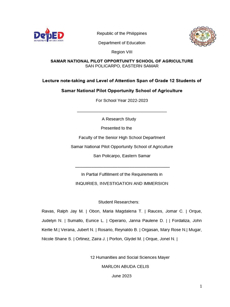 Note-Taking Impact on Attention Span | PDF | Classical Conditioning ...