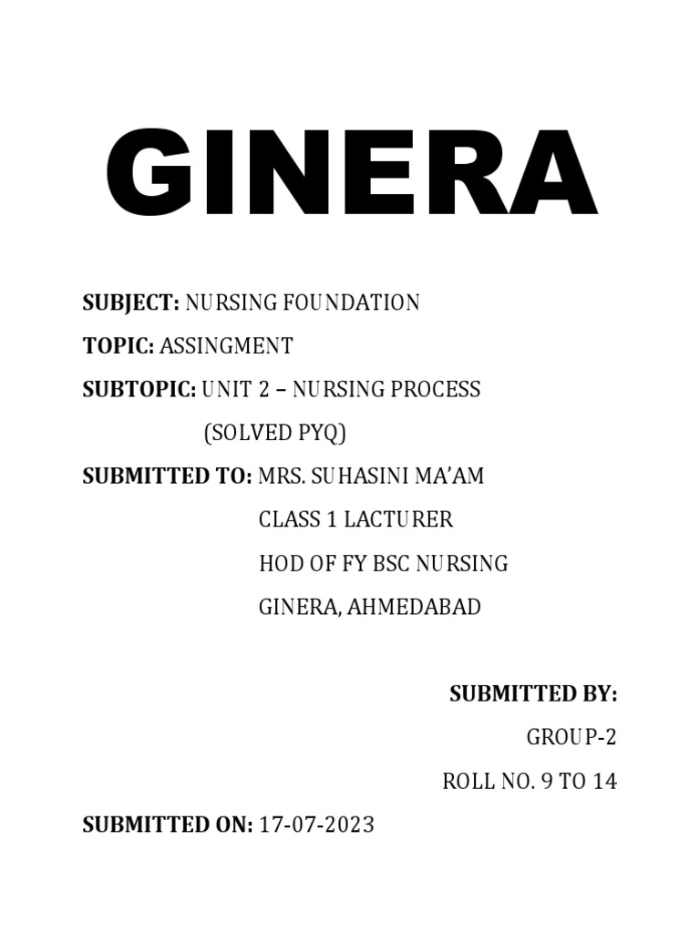 Uni 2 Nursing Process | PDF | Medical Diagnosis | Nursing