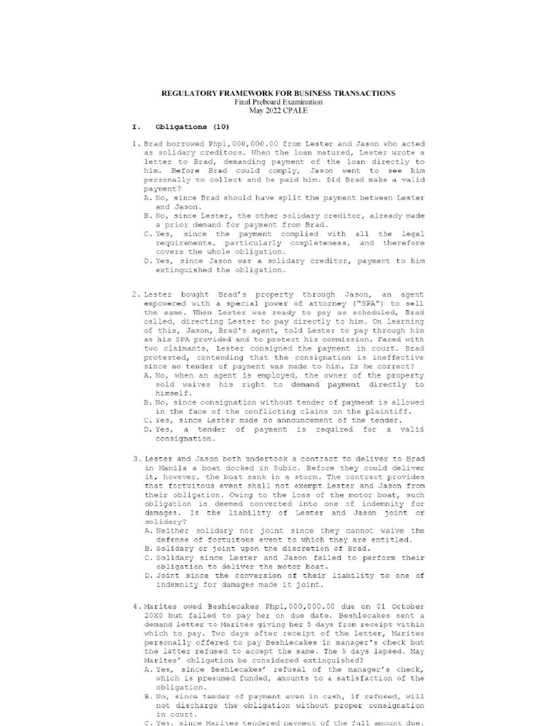 RFBT Practice Materials For Mock and Qualifying Exam - Compress | PDF