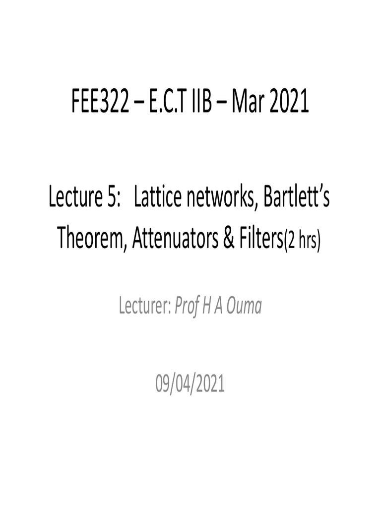 Lattice Networks and Bartlett's Theorem | PDF | Electricity ...
