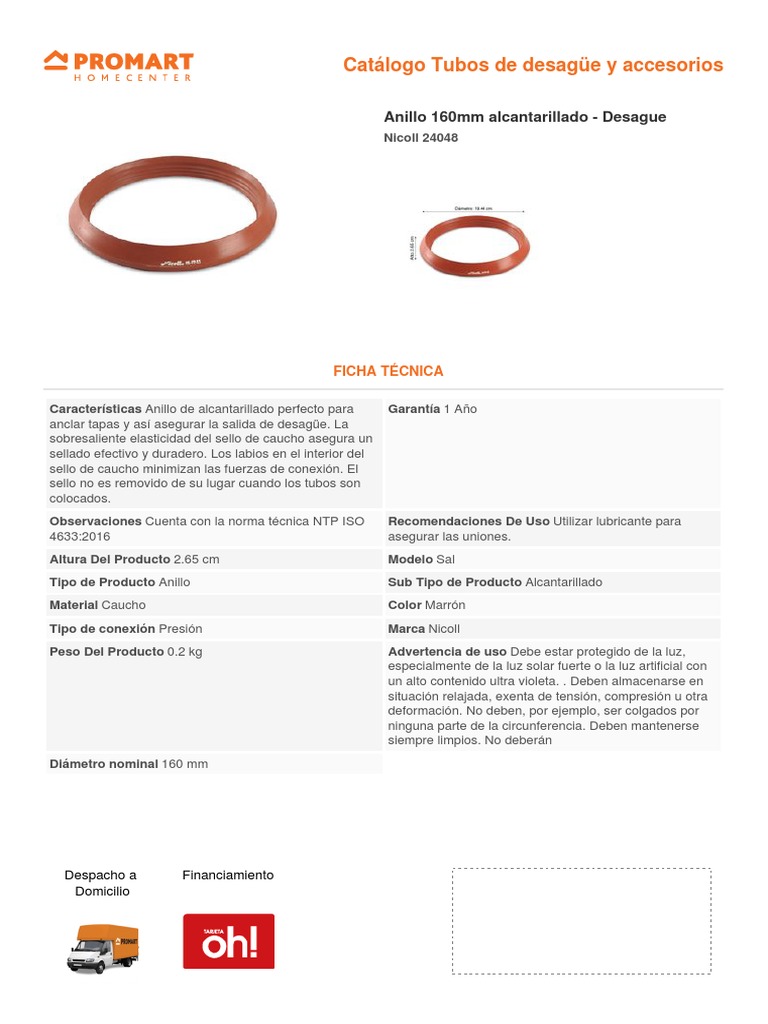 Catálogo Anillo Alcantarillado Nicoll | PDF