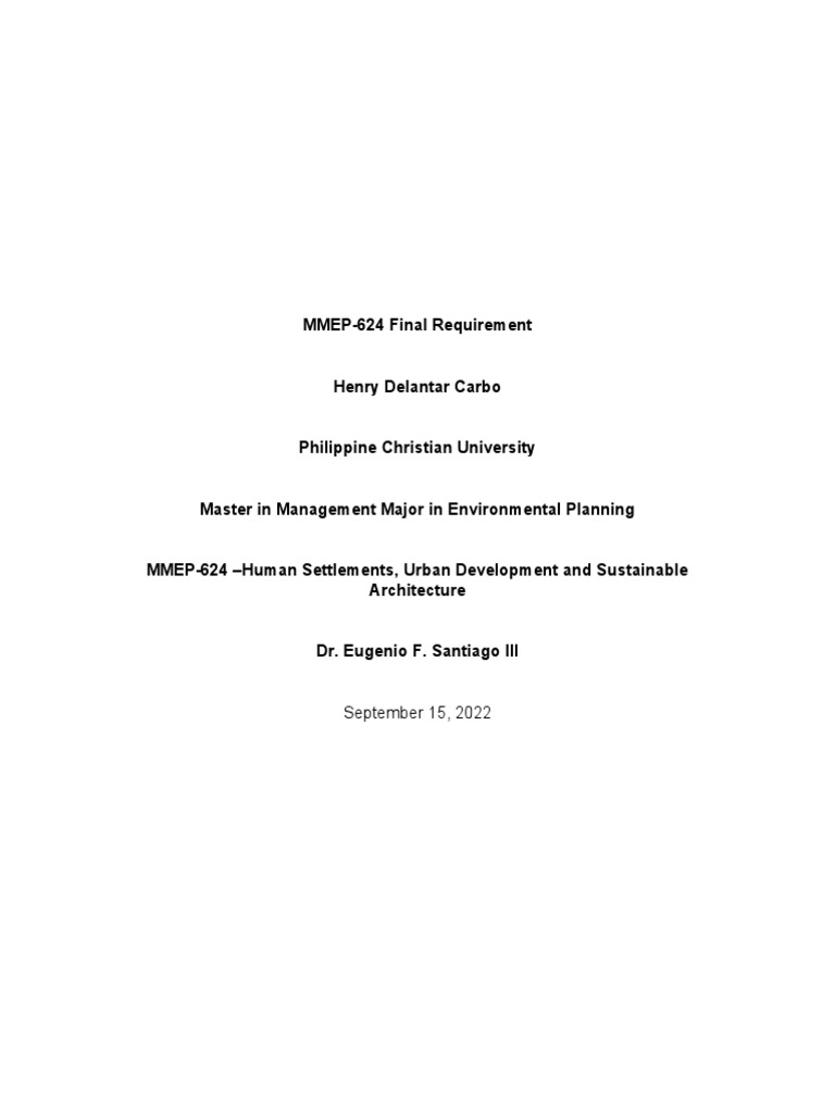 MMEP-624 Final Requirement CARBO, HENRY D.. | PDF | Profession | Urban Planning