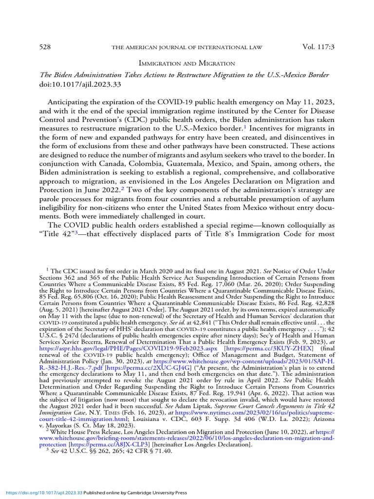 Biden's Migration Restructuring Plan | PDF | Refugee | Human Migration