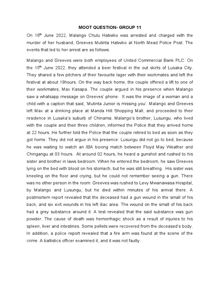 Criminal Law Moot Question | PDF | Crimes | Crime & Violence