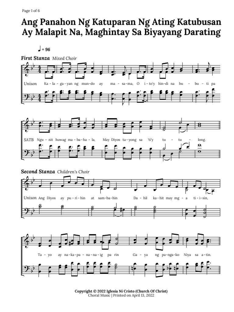 Ang Panahon NG Katuparang NG Ating Katubusan Ay Malapit Na Maghintay | PDF