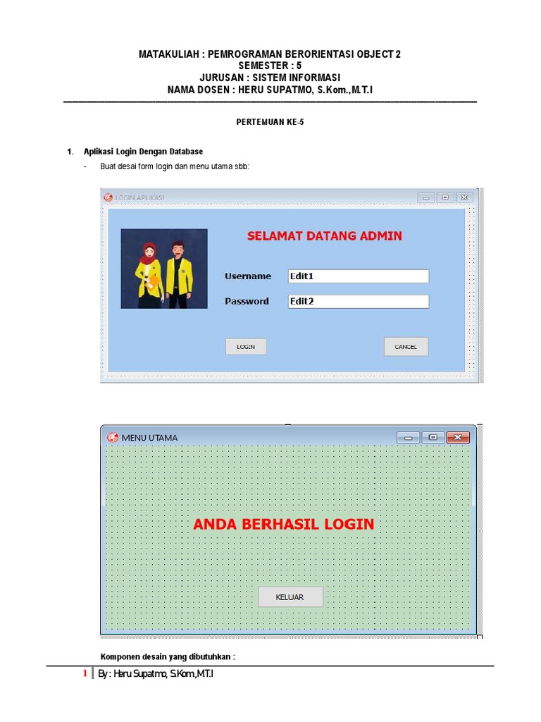 Pertemuan Ke-5 Cara Membuat Login Aplikasi Dengan Database, Cara ...