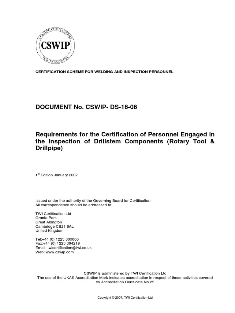 CSWIP-DS-16-06 1st Draft | PDF