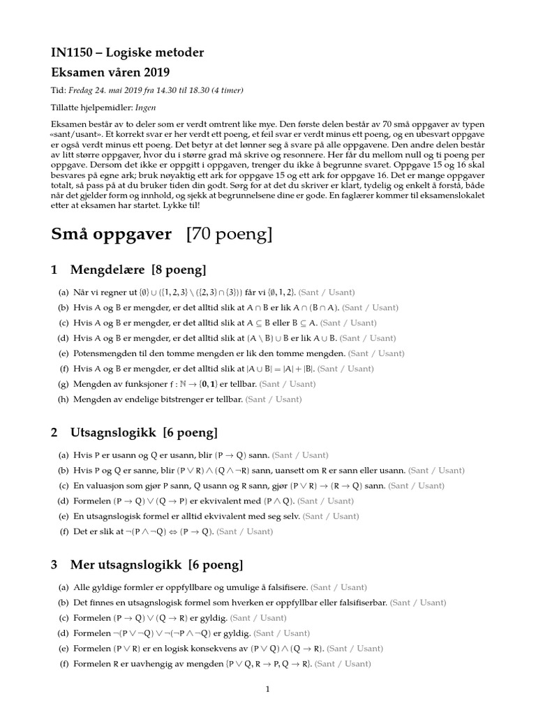 Eksamen In1150 2019v Bokmaal | PDF