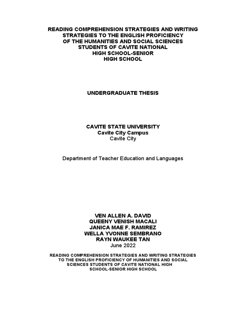 Thesis Paper Ramirez Macali David Tan Sembrano | PDF | Reading Comprehension | English Language