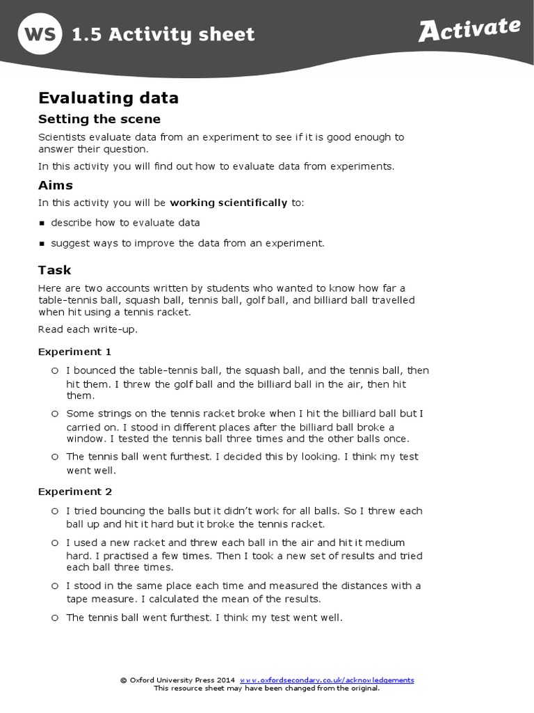 Working Scientifically Teams HL | PDF | Experiment | Ball Games