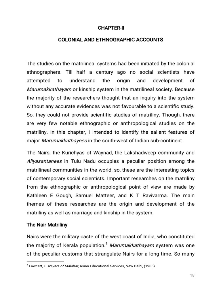 Colonial and Ethnographic Account On Matriliny | PDF