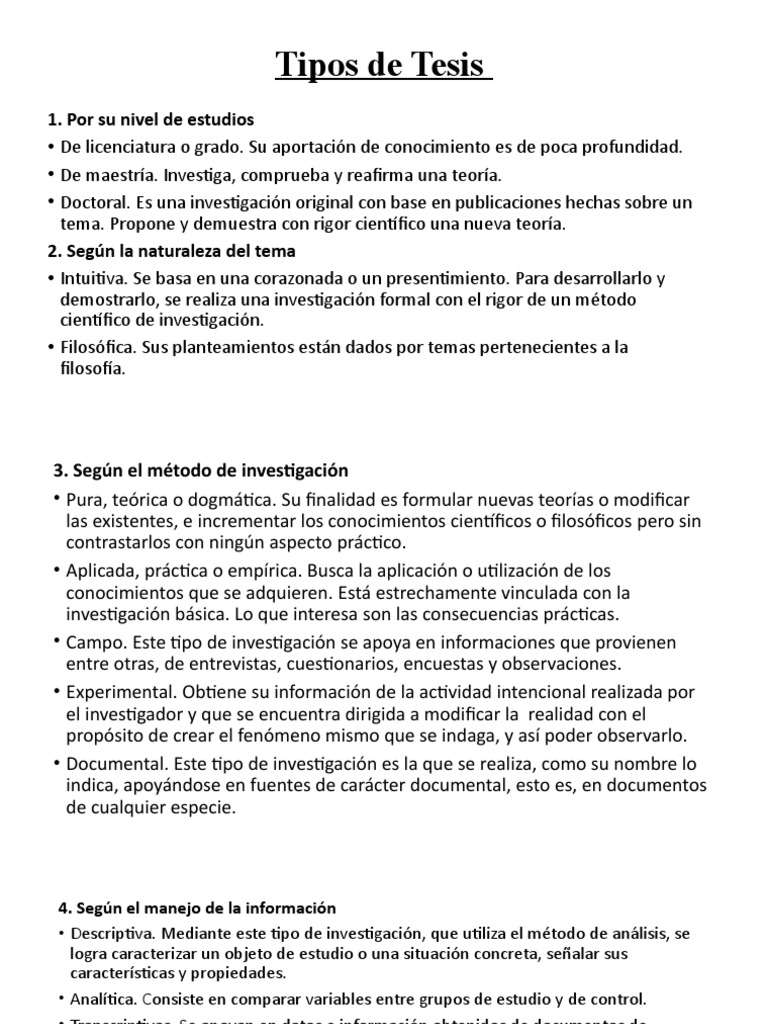 Tipos de Tesis | PDF | Crecimiento personal y profesional | Ciencia y ...