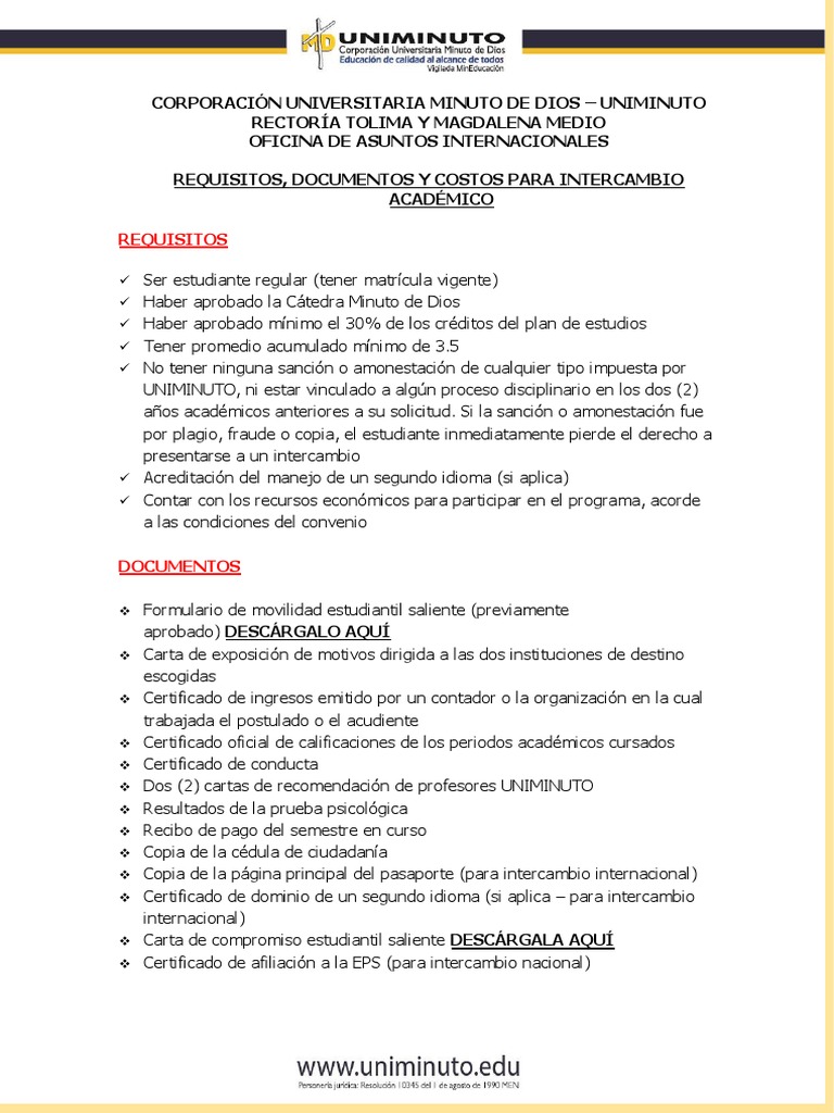 Requisitos Documentos Costos | PDF | Finanzas y administración del ...