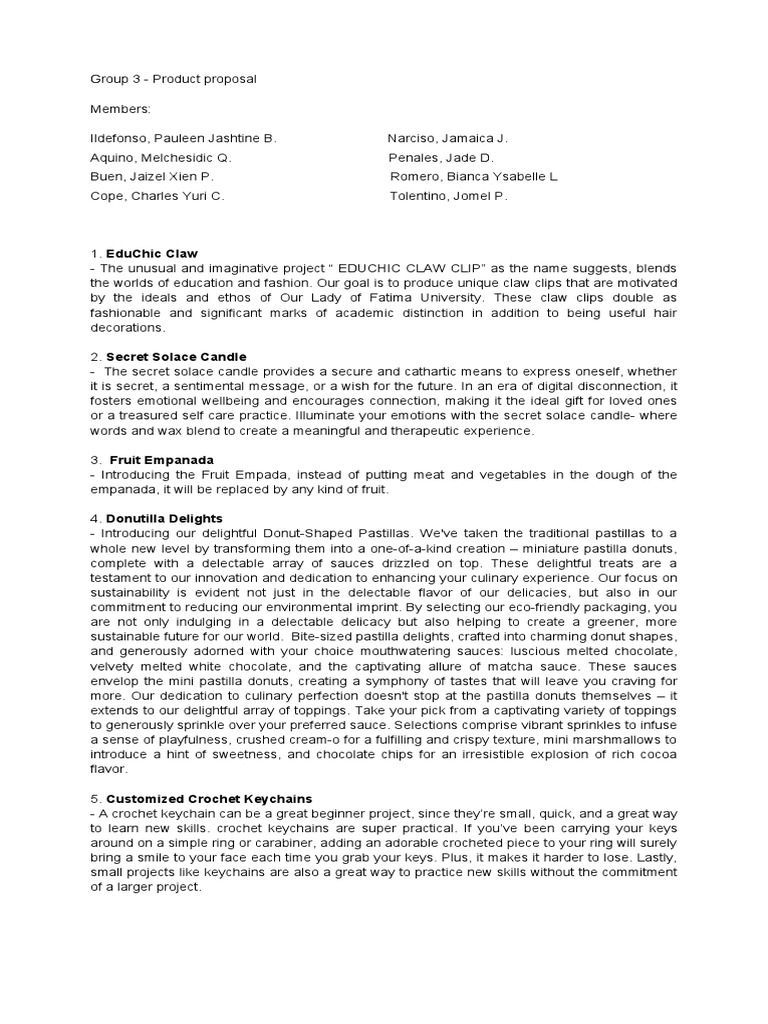 Entrep Product Proposal | PDF | Foods | Cuisine