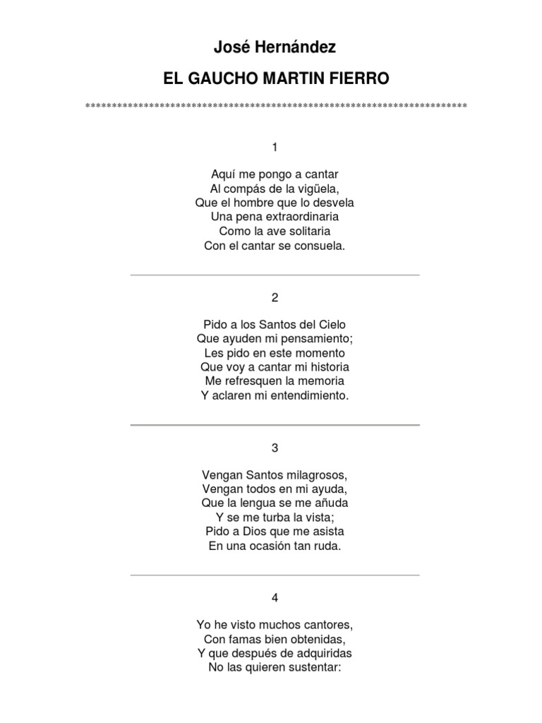 El Gaucho Martín Fierro. | PDF
