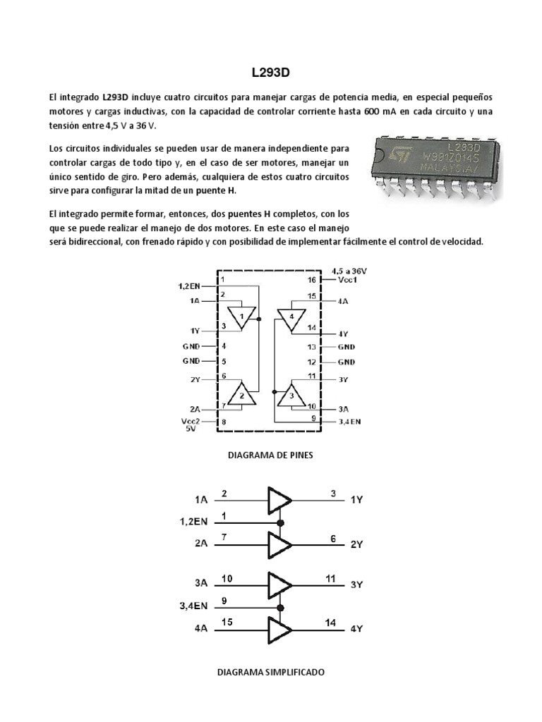 L293D Especificacion | PDF | Circuito integrado | Transistor