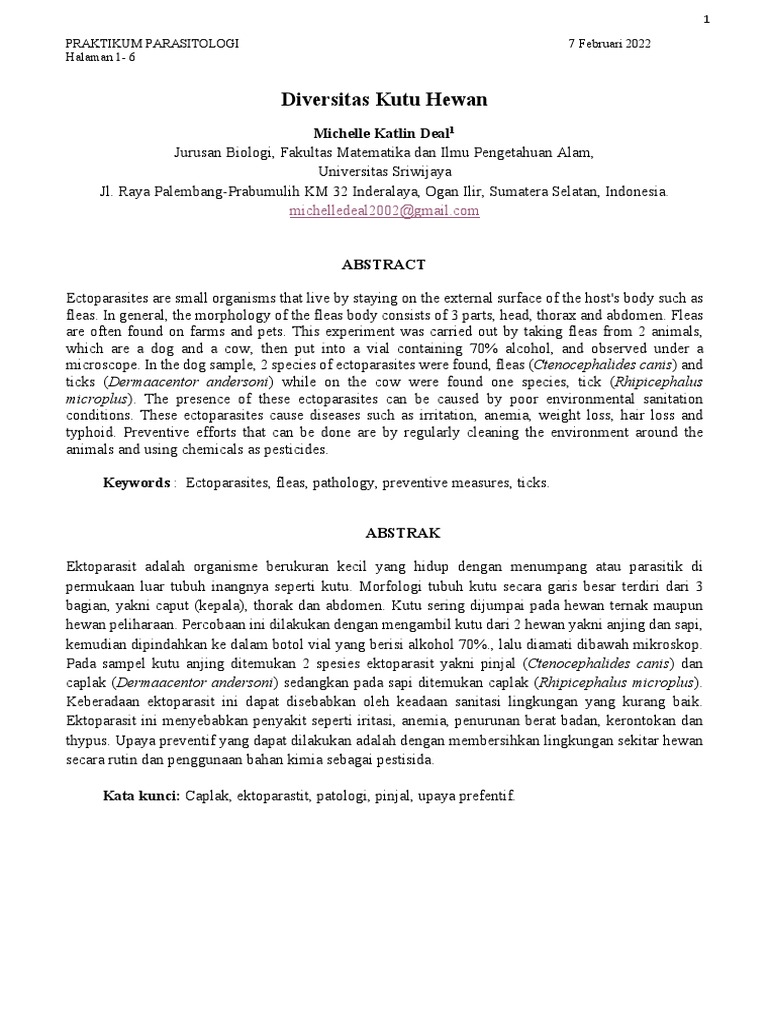 Diversitas Kutu Hewan | PDF