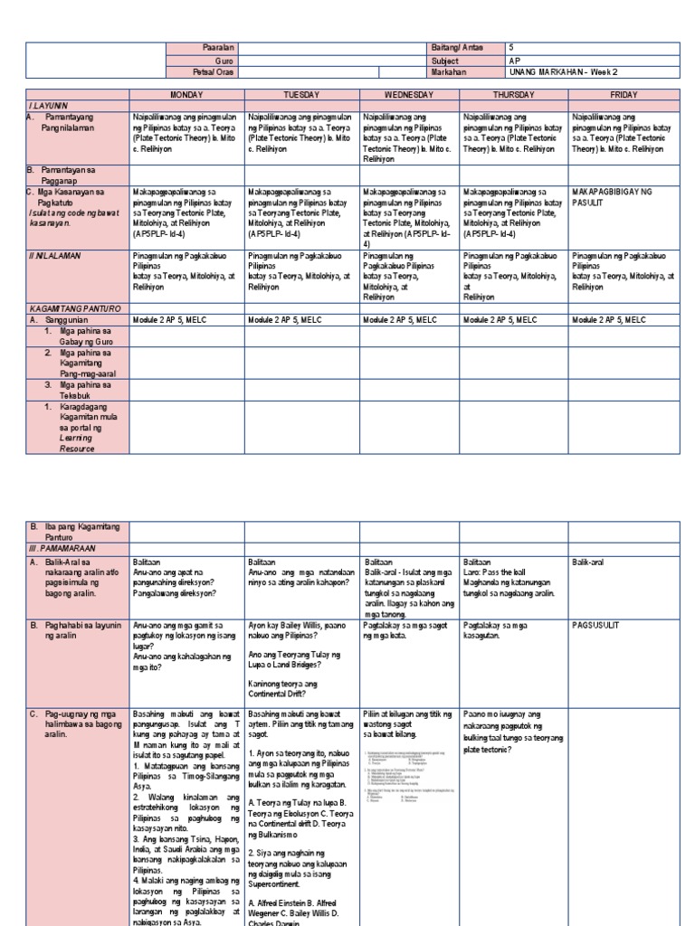 DLL Week 2 Ap V | PDF